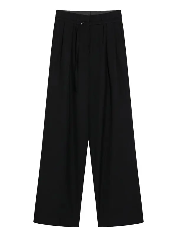 Dries Van Noten Pleated Wool Trousers - Black