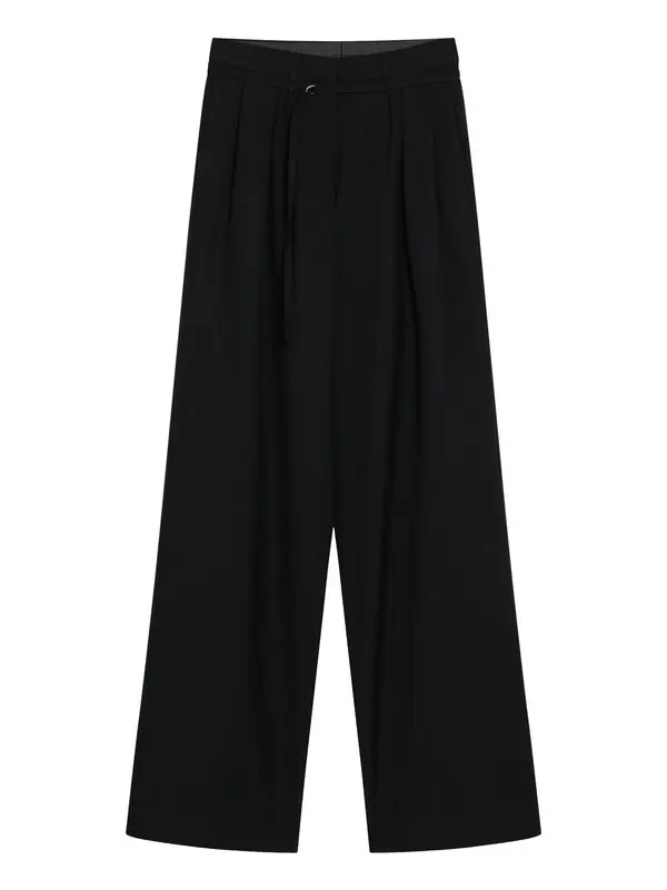 Dries Van Noten Pleated Wool Trousers - Black