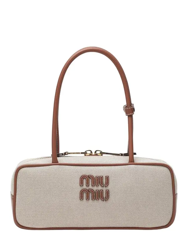 Miu Miu Canvas And Leather Small Beau Bag - Cream
