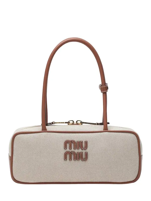 Miu Miu Canvas And Leather Small Beau Bag - Cream