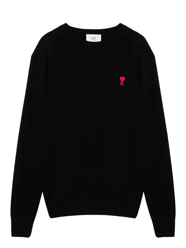 AMI Paris De Coeur Cotton Sweater - Black