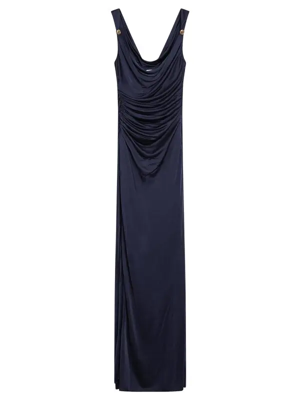 Versace Navy Viscose Jersey Evening Dress - Blue