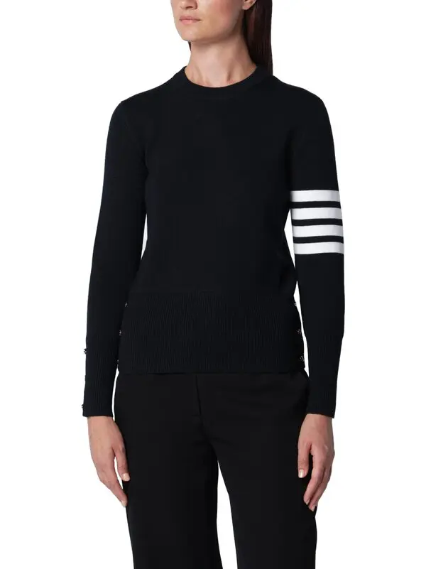 Thom Browne 4-bar Crew-neck Wool Sweater - Blue