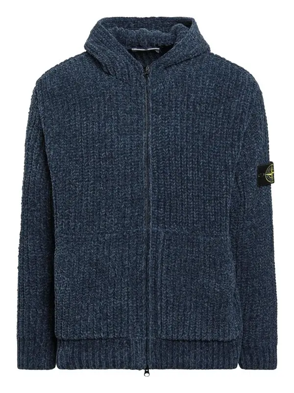 Stone Island Steel Chenille Zip-up Hoodie - Blue