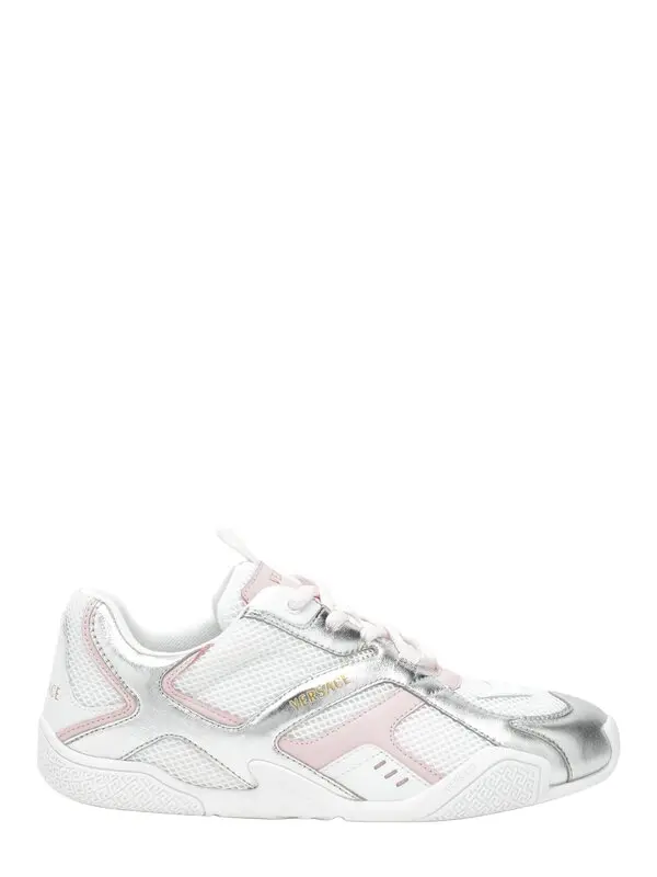 Versace Galaxia Silver Mesh And Leather Sneakers - Multicolor