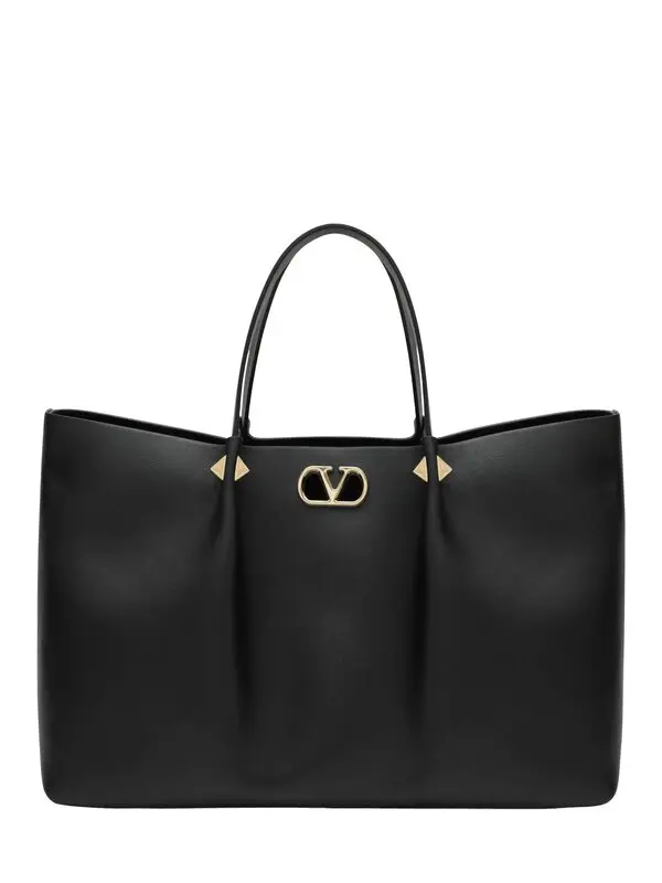Valentino Garavani Large Rockstud Leather Shopping Bag - Black