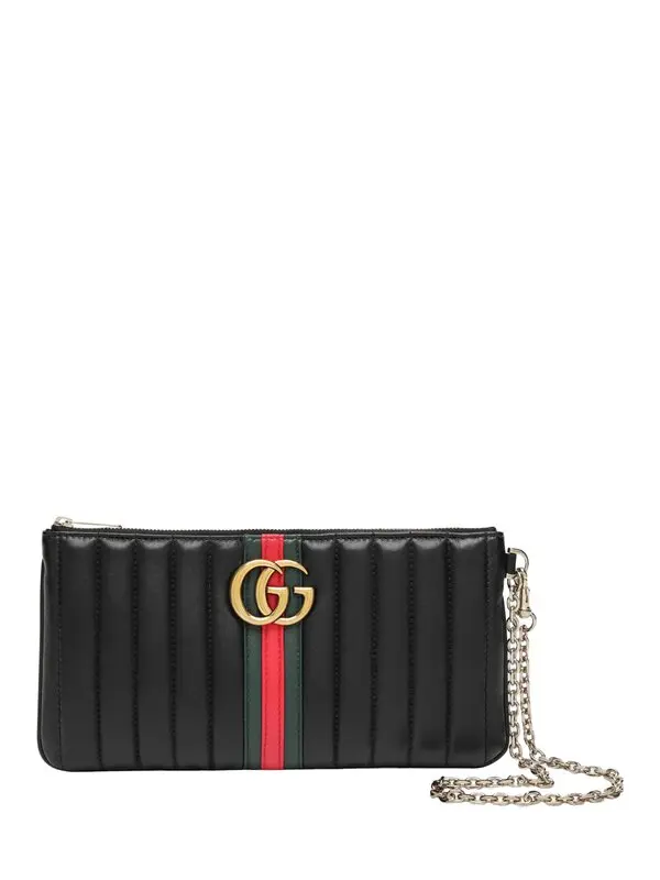 Gucci Gg Marmont Leather Pouch - Black