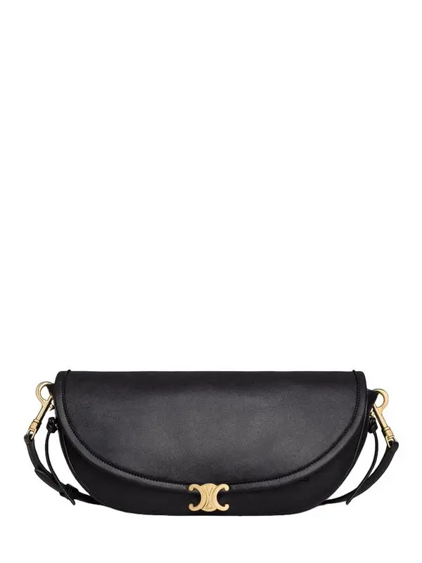 Celine Small Crescent Soft Triomphe In Shiny Lambskin - Black