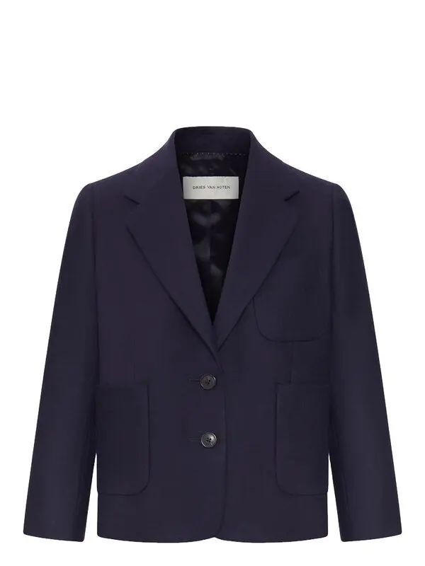 Dries Van Noten Navy Wool Single-breasted Blazer - Blue