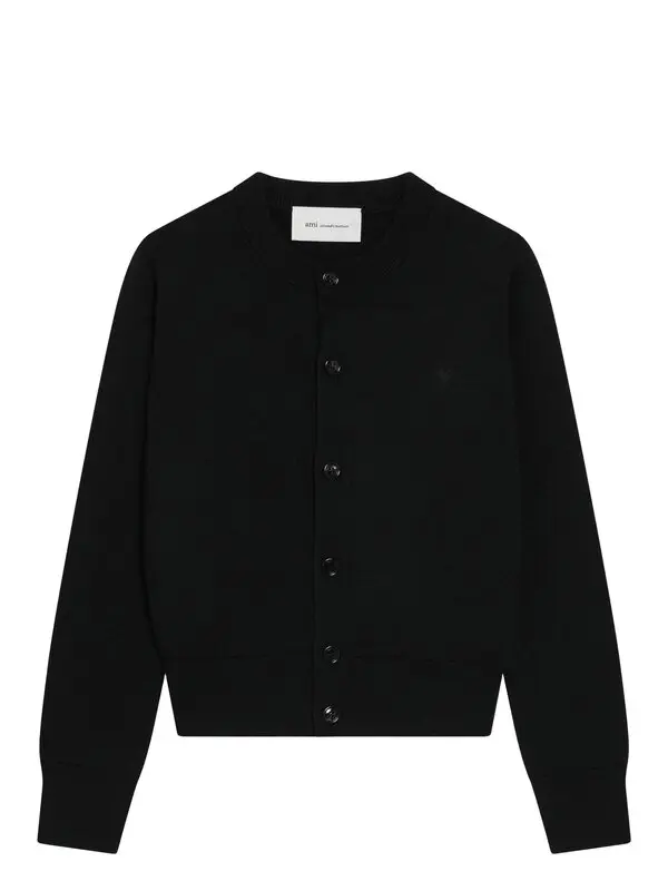 AMI Paris De Coeur Wool Cardigan - Black