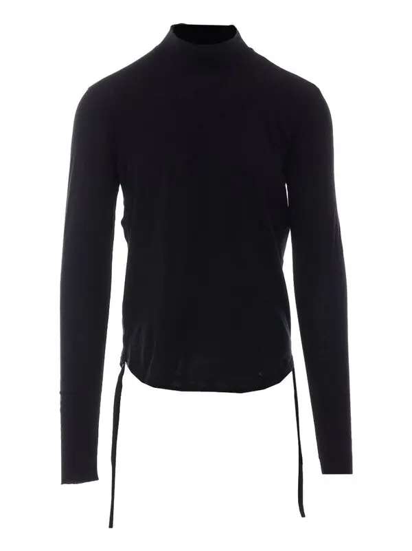 ANN DEMEULEMEESTER Lenart Wrinkled Long Sleeves T-shirt - Black
