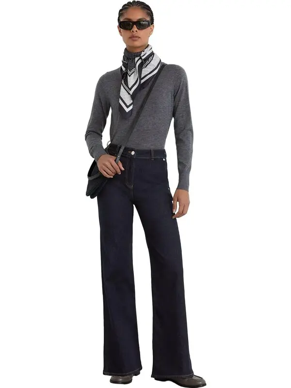 REISS Addie Cotton-lyocell Wide-leg Jeans - Dark Blue