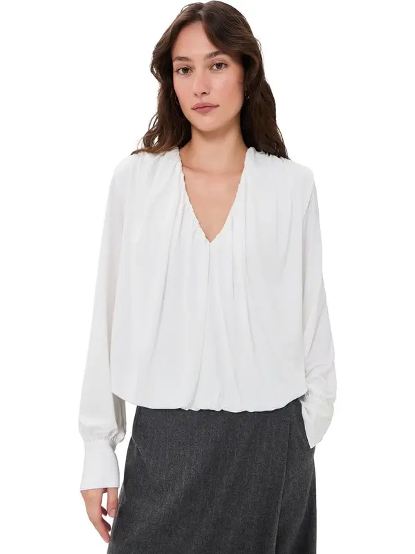 Vince V Neck Bubble Top - Ivory