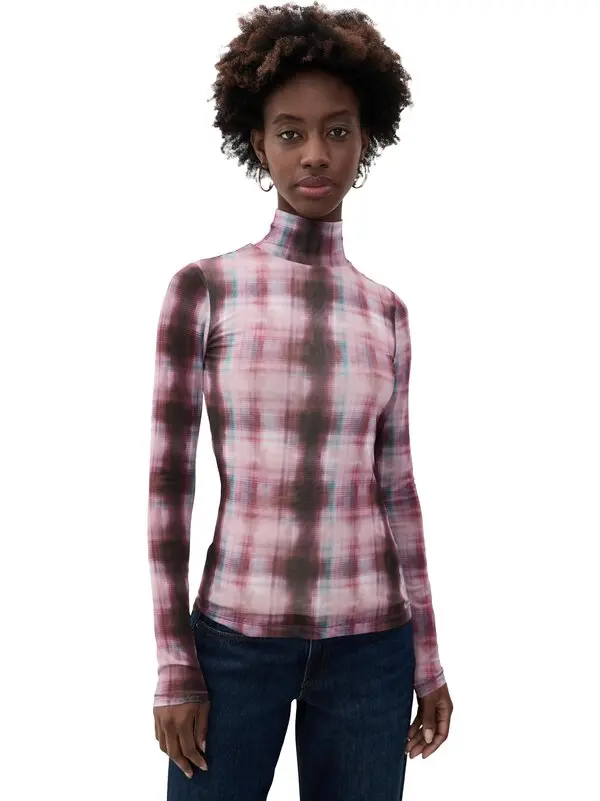 Rag & Bone Yana Mock Neck Mesh Top - Rdmlt