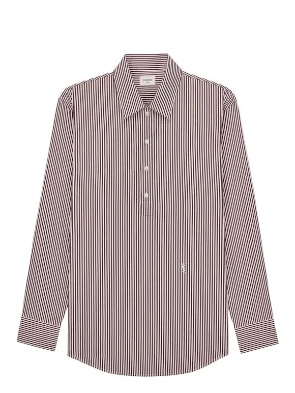Saint Laurent Cassandre Cotton Shirt With Striped Pattern - Multicolor