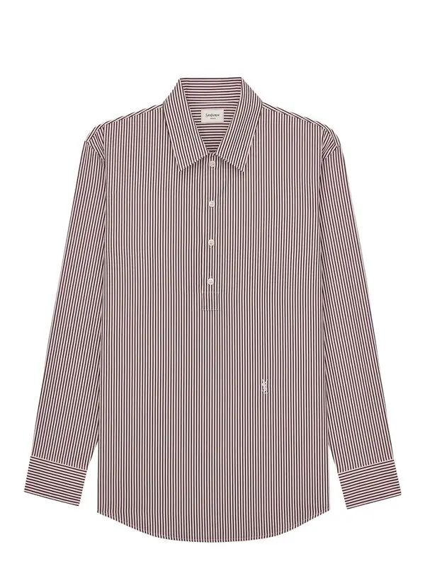 Saint Laurent Cassandre Cotton Shirt With Striped Pattern - Multicolor