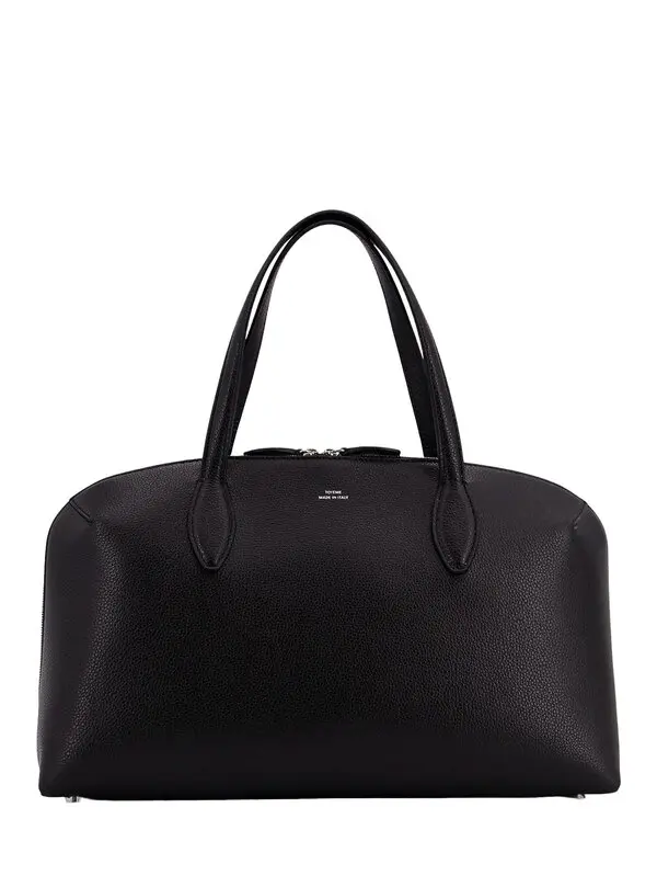 TOTEME Leather Handbag With Engraved Logo On The Front - Black