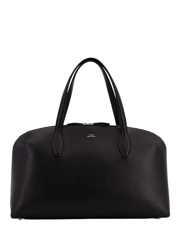 TOTEME Leather Handbag With Engraved Logo On The Front - Black