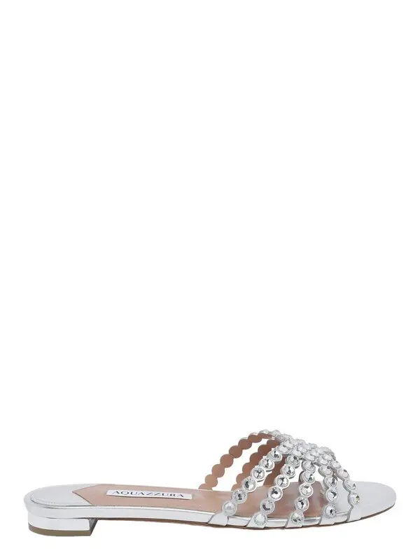 AQUAZZURA Tequila Flat Sandals - Silver