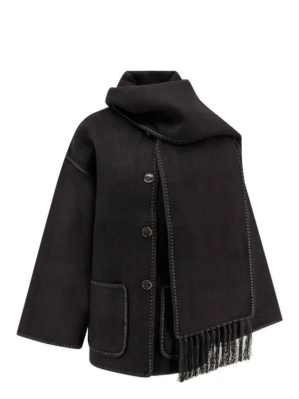 TOTEME Embroidered Scarf Jacket In Wool Blend - Black
