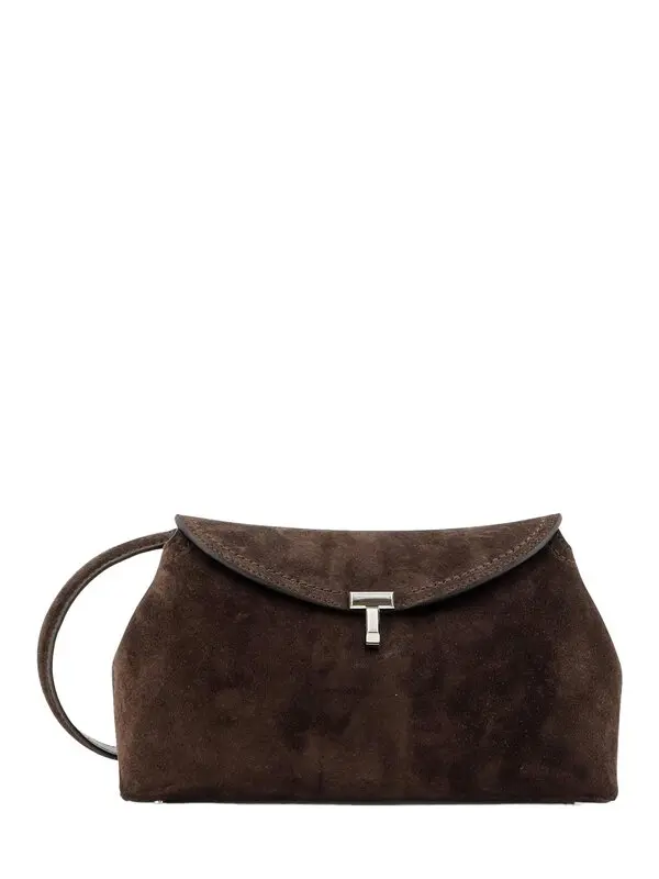 TOTEME Suede T-lock Clutch - Brown