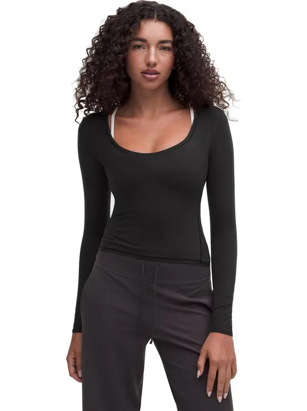 Lululemon Wundermost Ultra-soft Nulu Scoopneck Long-sleeve Shirt - Black