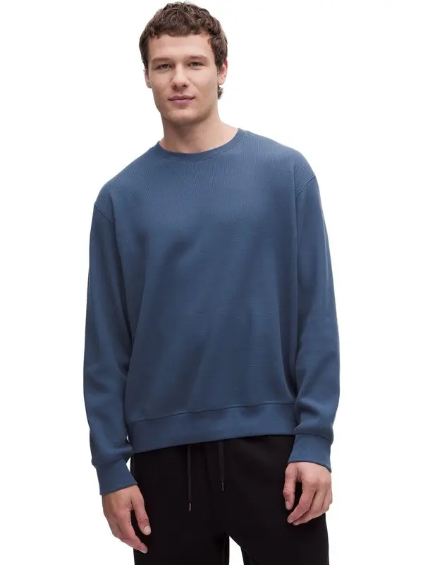 Lululemon Cotton-blend Waffle-knit Long Sleeve - Blue Twill