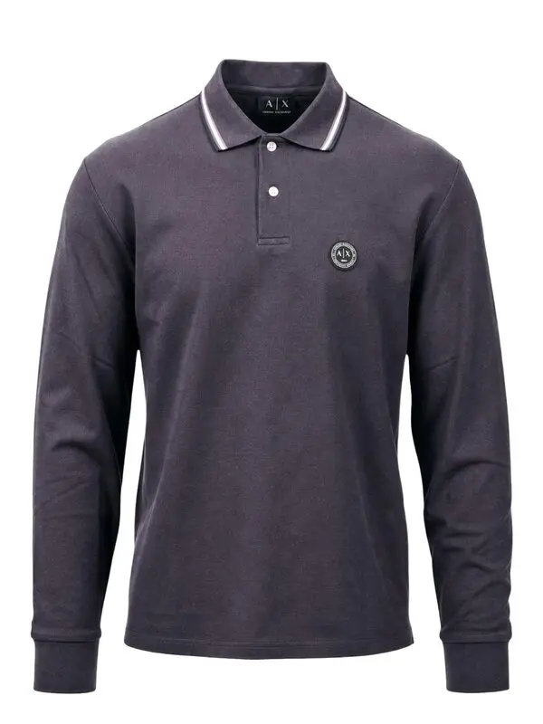Armani Exchange Long-sleeve Polo Shirt - Black