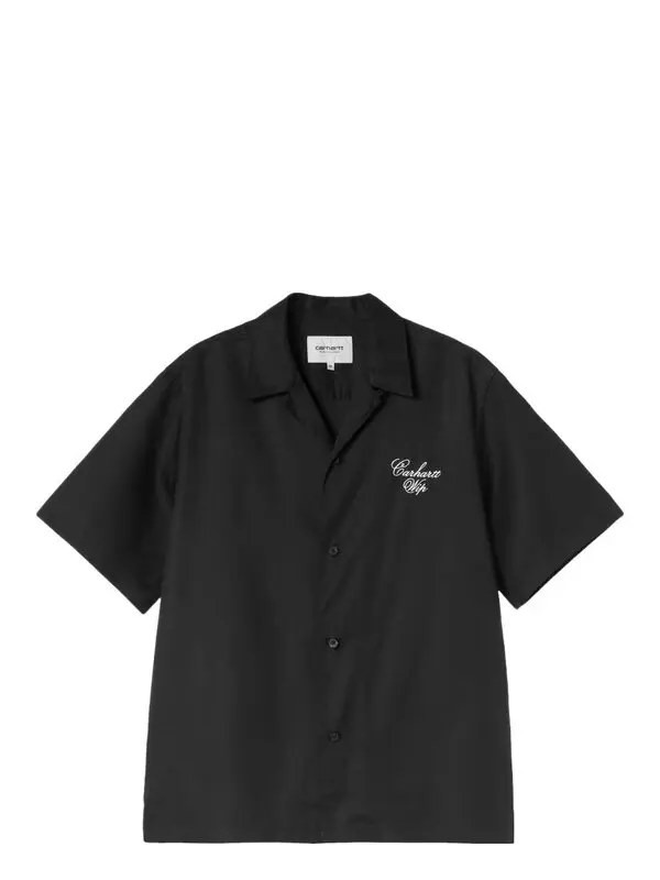 Carhartt Work In Progress Logo Embroidered Short-sleeved Shirt - Black/wax