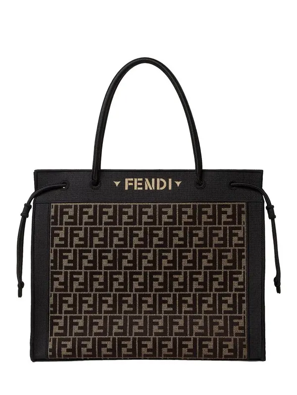 Fendi Magic Shopper Bag In Ff Fabric With Embroidered Logo On The Front - Multicolor