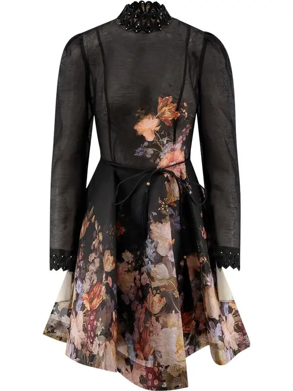 Zimmermann Valiant Embellish Mini Linen And Silk Dress - Multicolor