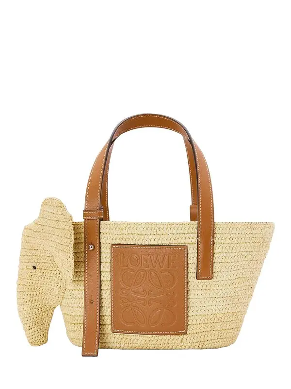 Loewe Elephan Rafia And Leather Handbag - Multicolor