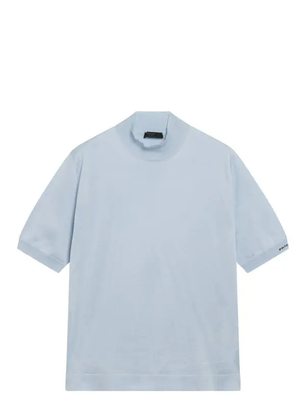 Prada Light Short-sleeve Cotton Top - Blue