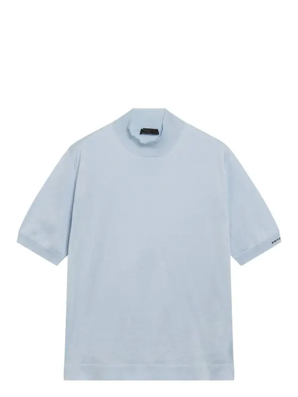 Prada Light Short-sleeve Cotton Top - Blue