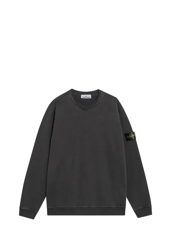 Stone Island Crewneck Sweatshirt In Slub Cotton, Grey - Gray