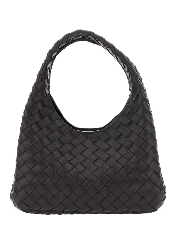 Bottega Veneta Campana' Shoulder Bag Small With Two Top Handles And Intreccio Motif In Leather For - Brown