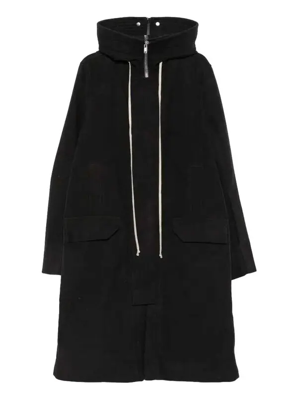 Rick Owens Tower Oversized Parka In Brushed Twill - Black