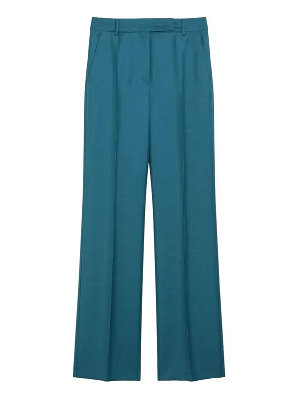 Max Mara Turquoise Wool And Silk-blend Trousers - Blue