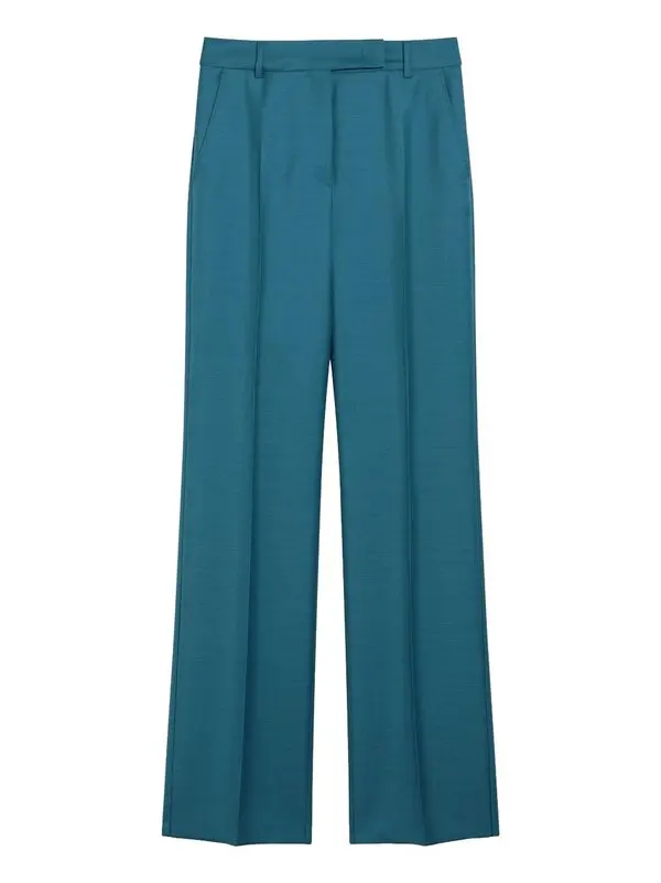 Max Mara Turquoise Wool And Silk-blend Trousers - Blue