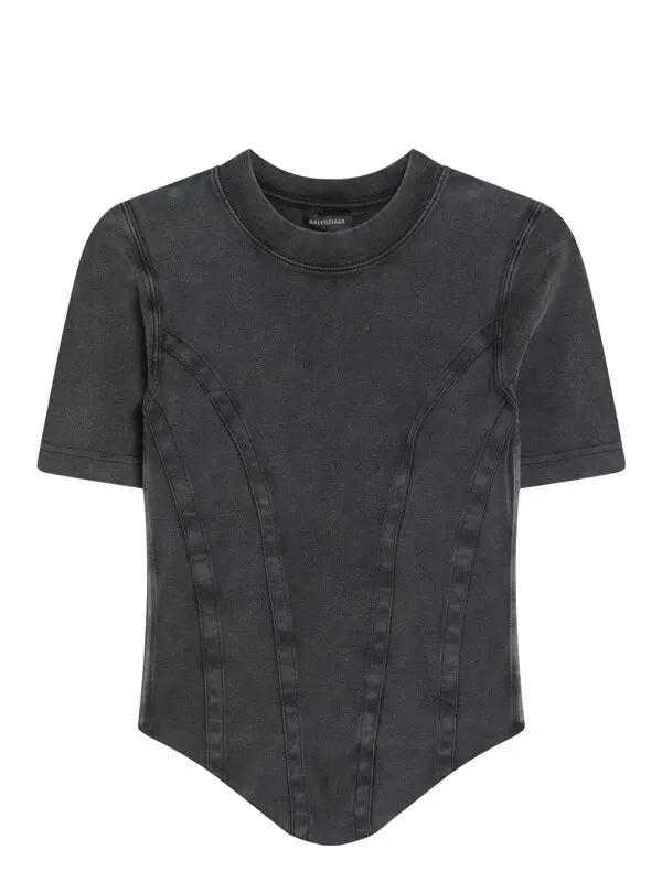 Balenciaga Washed Corset-style T-shirt - Black
