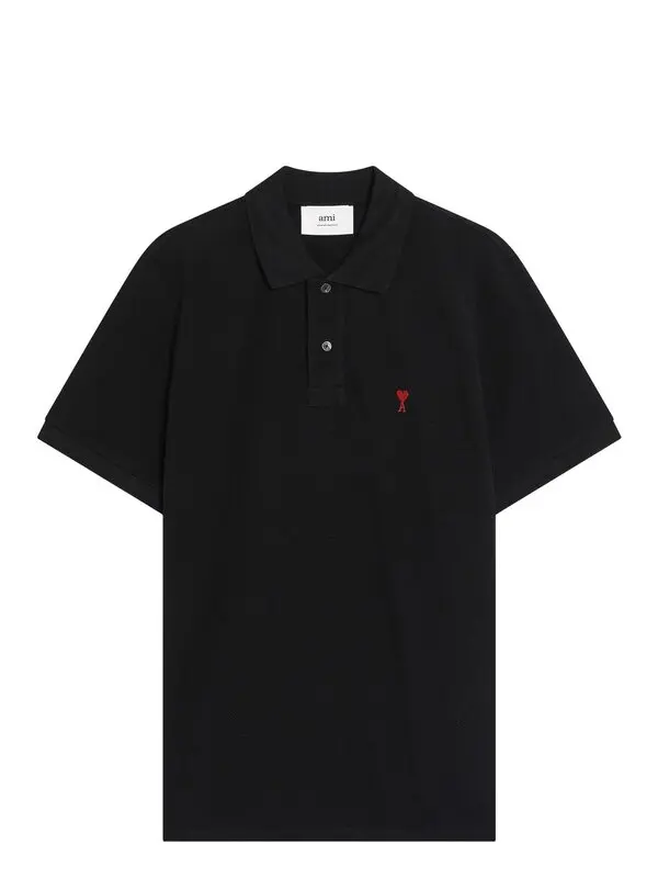 AMI Paris De Coeur Polo Shirt - Black