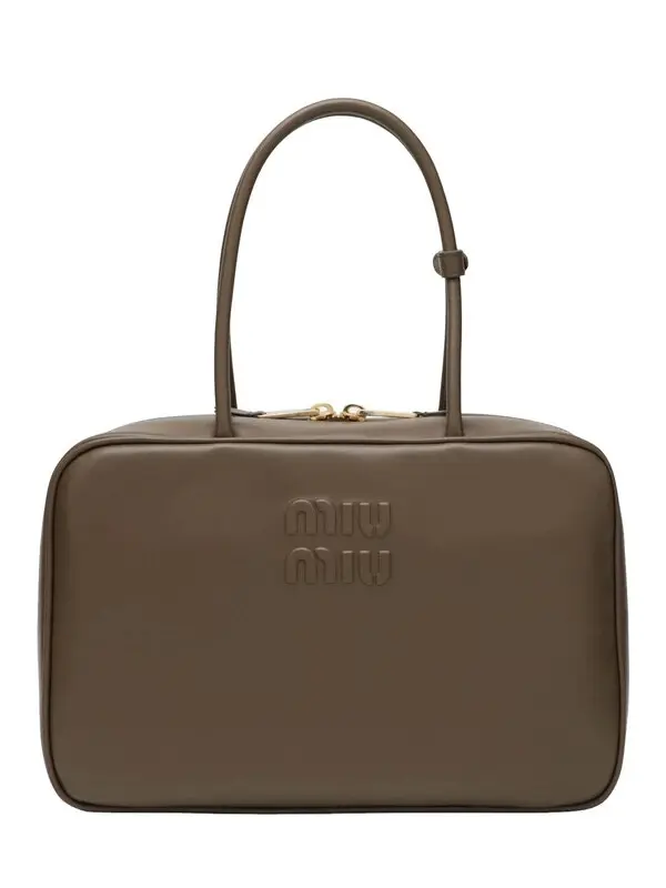 Miu Miu Beau Large Bag In Tundra-colored Leather - Green