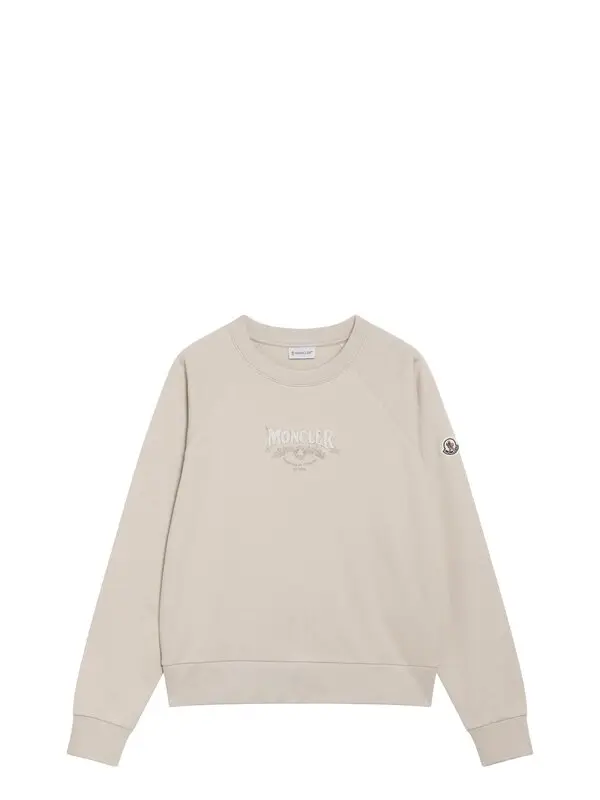 Moncler Light Beige Sweatshirt With Logo Embroidery - Cream
