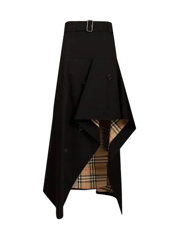 Burberry Heather Asymmetrical Trench Skirt - Black