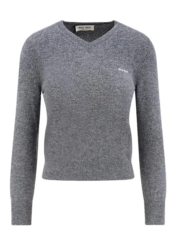 Miu Miu Wool Sweater With Logo Inlay - Multicolor