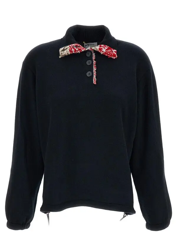 BARRIE Maglia Oversize In Con Colletto Polo - Nero