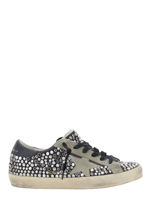 GOLDEN GOOSE Superstar' Grey Low Top Sneakers With Side Star Patch And All-over Glitter In Suede For - Gray