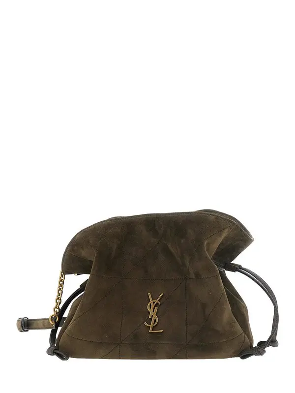Saint Laurent Jamie' Brown Crossbody Bag With Cassandre And Suede Chain Strap In Leather - Gray