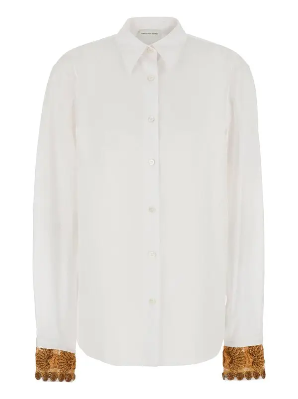 Dries Van Noten Chloris Blouse With Long Sleeves And White Collar - Multicolor