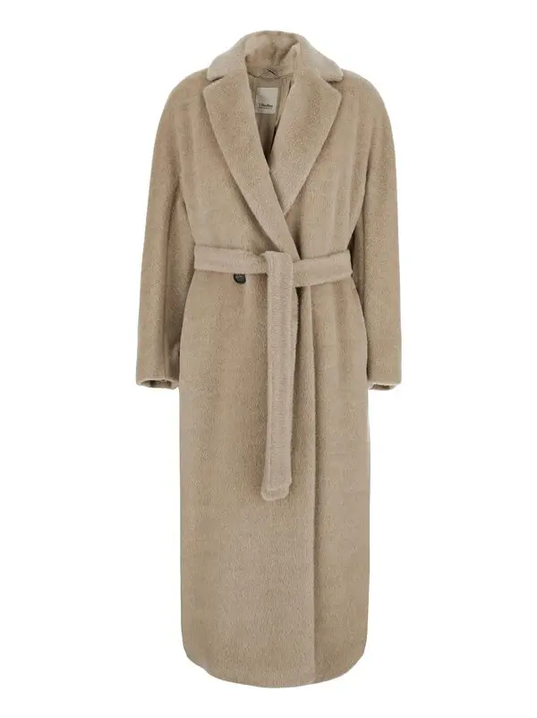 Max Mara S Tabarin Coat With Notched Revers And Pockets In Beige For - Multicolor